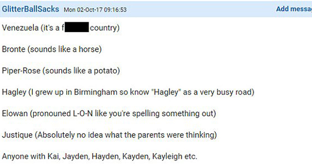 Parents reveal the most outrageous baby names they've heard